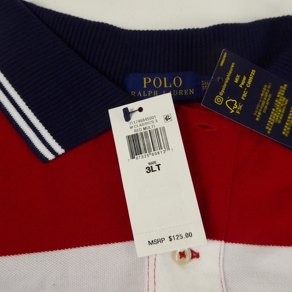 Polo Ralph Lauren | Shirts | Polo Ralph Lauren Big Pony Colorblocked Stripe Crest Rugby Big Tall ...